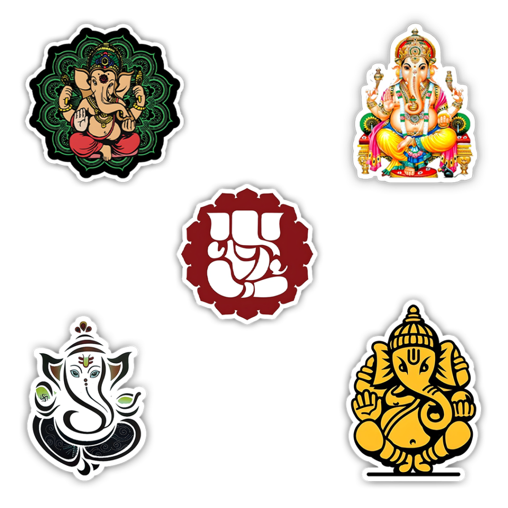 Lord Ganesha Stickers ( Pack Of 5 ) - Stick Store