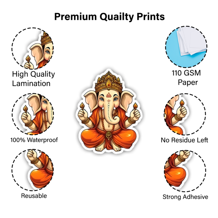 Lord Ganesha Stickers ( Pack Of 5 ) - STICK STORE™